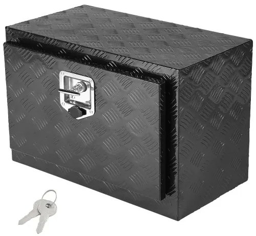 VEVOR úložný box na pickup, 24" x 14" x 16" úložný box na pickup, odolný hliníkový box na nářadí s diamantovým plechem se zámkem a klíči, vodotěsný úložný box na přívěs s T-rukojetí pro nákladní automobily, dodávky, přívěsy