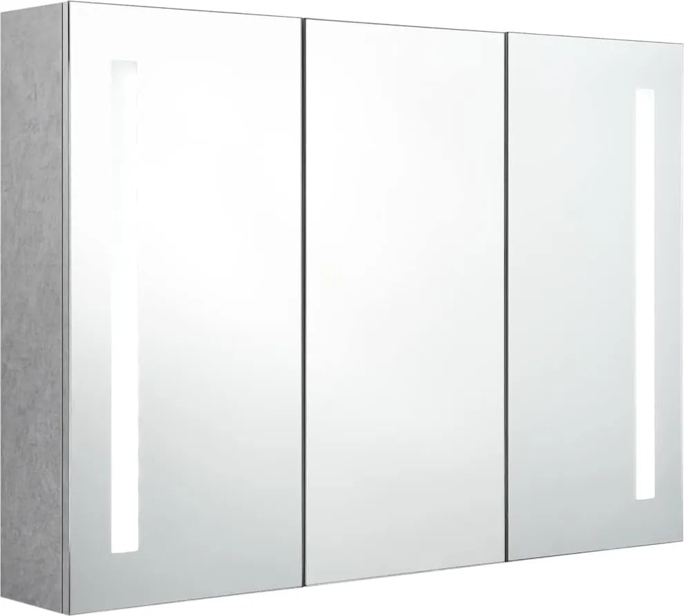 LED koupelnová skříňka se zrcadlem betonově šedá 89x14x62 cm 326525