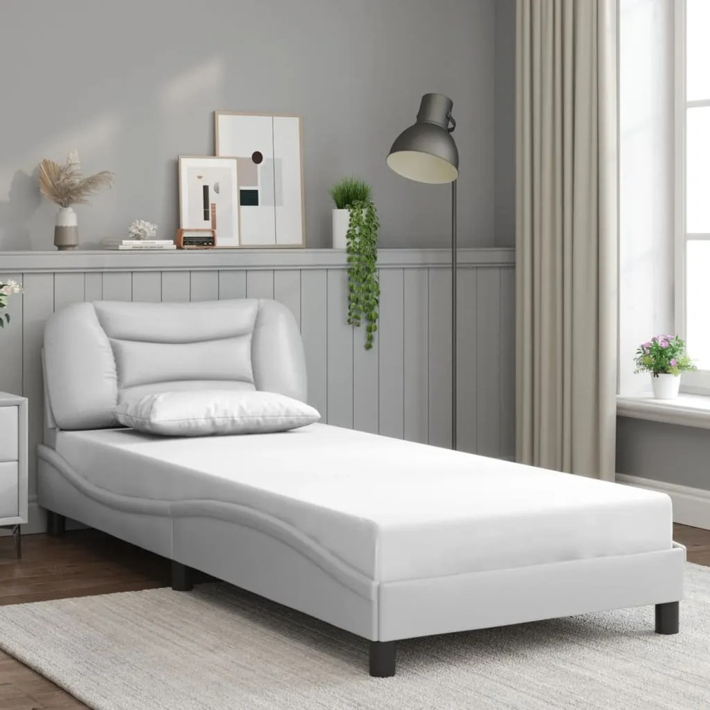Rám postele bez matrace Hvar bílý 90x190 cm umělá kůže 3207968