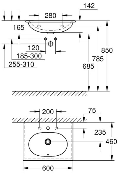 GROHE 3956800H - Umyvadlo ESSENCE 600 × 460 mm keramika/bílá