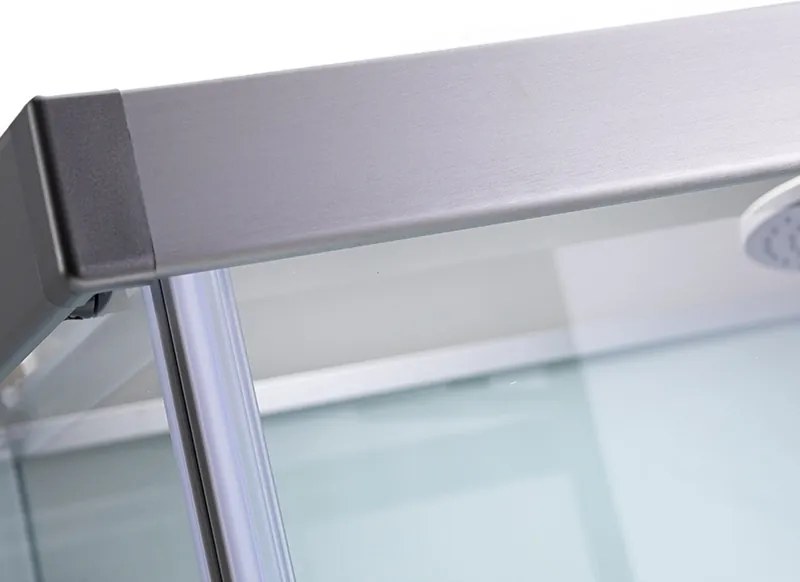 BPS-koupelny Hydromasážní box HYD-AL100 levý, 100x80 cm, kartáčovaný chrom/transparent