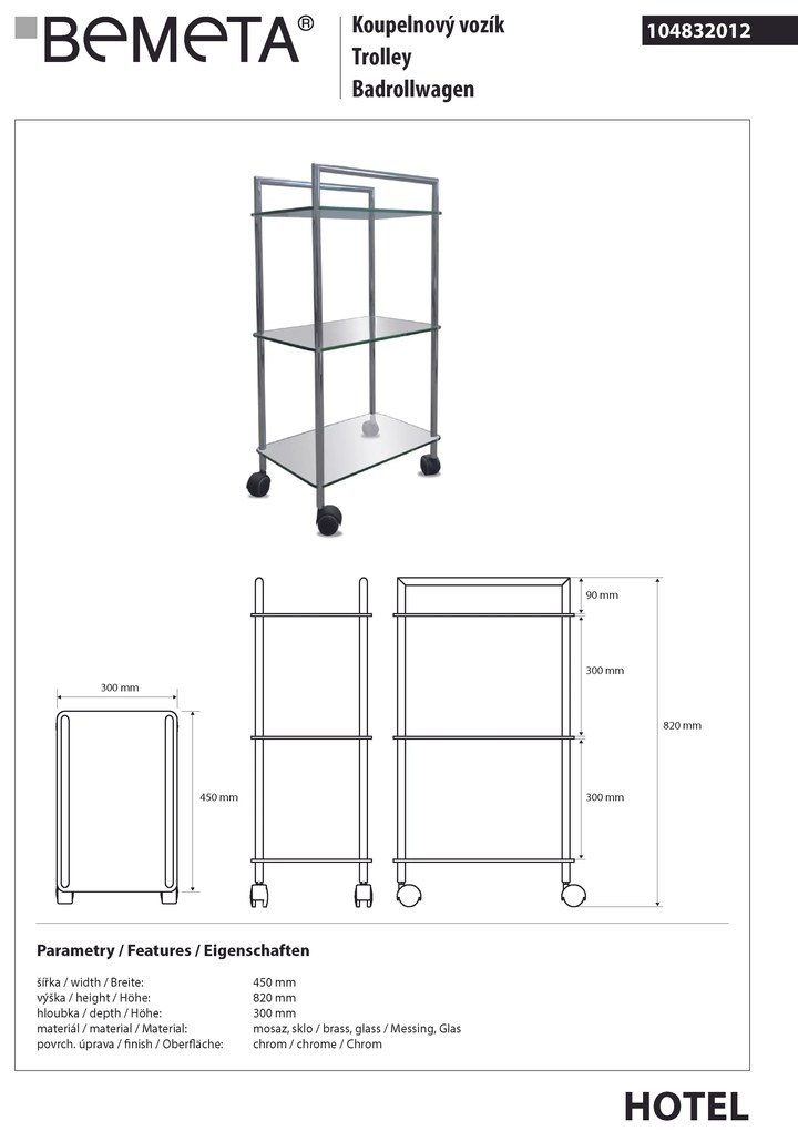 Bemeta Design Koupelnový vozík -