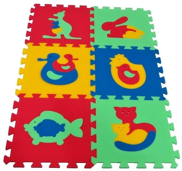 Malý Genius Pěnový koberec MAXI 6 Zvířata 1, mix 4 barev