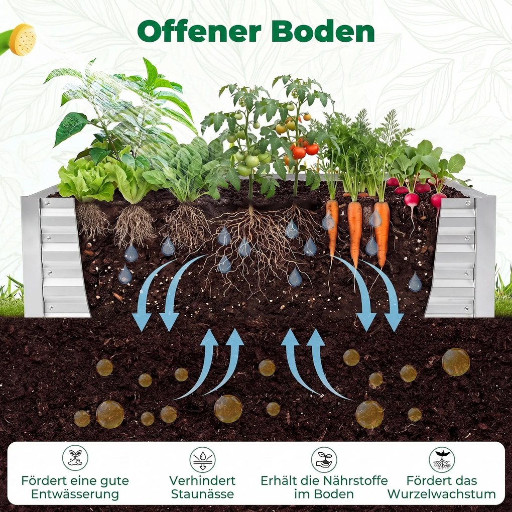 Costway Vyvýšený záhon se skleníkovým květináčem vyrobený z pozinkovaného kovu