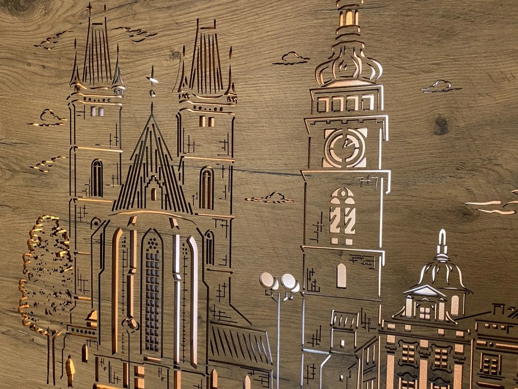 Li-Go "Hradec Králové" světelný obraz 230V 100x70cm provedení povrchu: jedle