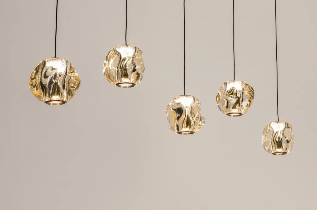Závěsné LED svítidlo Benelux Organic Crystal Gold 5 Lineo