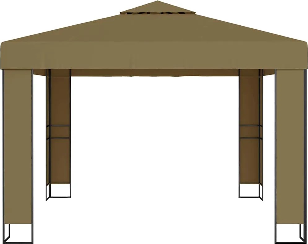 Altán s dvojitou střechou 3 x 3 x 2,7 m taupe 180 g/m² 312218