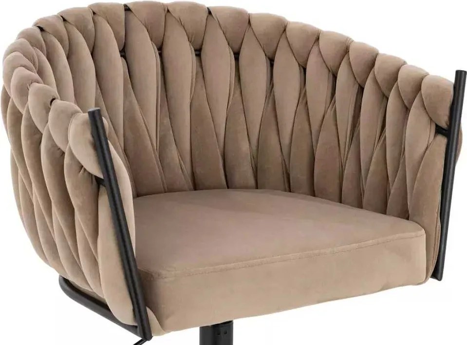 LuxuryForm DESIGN Otočná židle NORDEN VELUR na černé podstavě s kolečky - latte