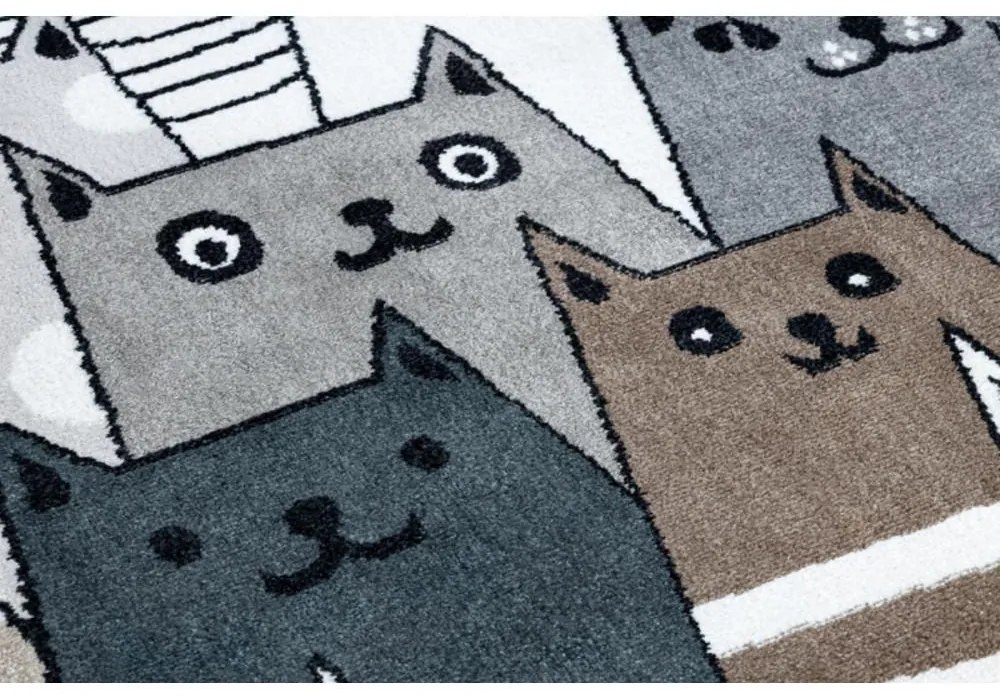 Dětský kusový koberec Kočky šedý 80x150cm