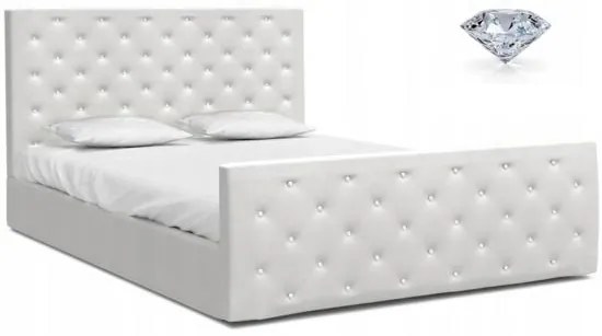 Čalouněná postel VIKI 140x200 Trinity bílá s kovovým roštem