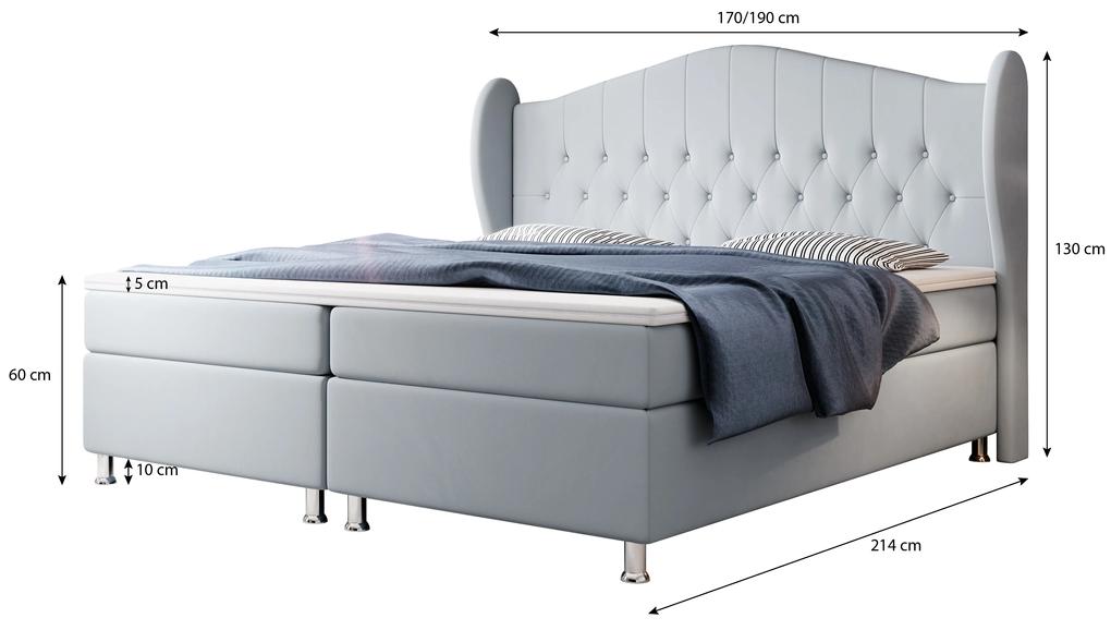 K&M postele Designová boxspring postel ANGEL bez úložného prostoru Velikost postele: 160 × 200 cm, Výběr matrace: Taštičková zónová matrace - měkká (…