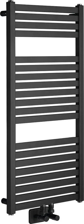 Aqualine Aqualine, TONDI topné těleso 450x970 mm, středové připojení, černá matná, DT456T