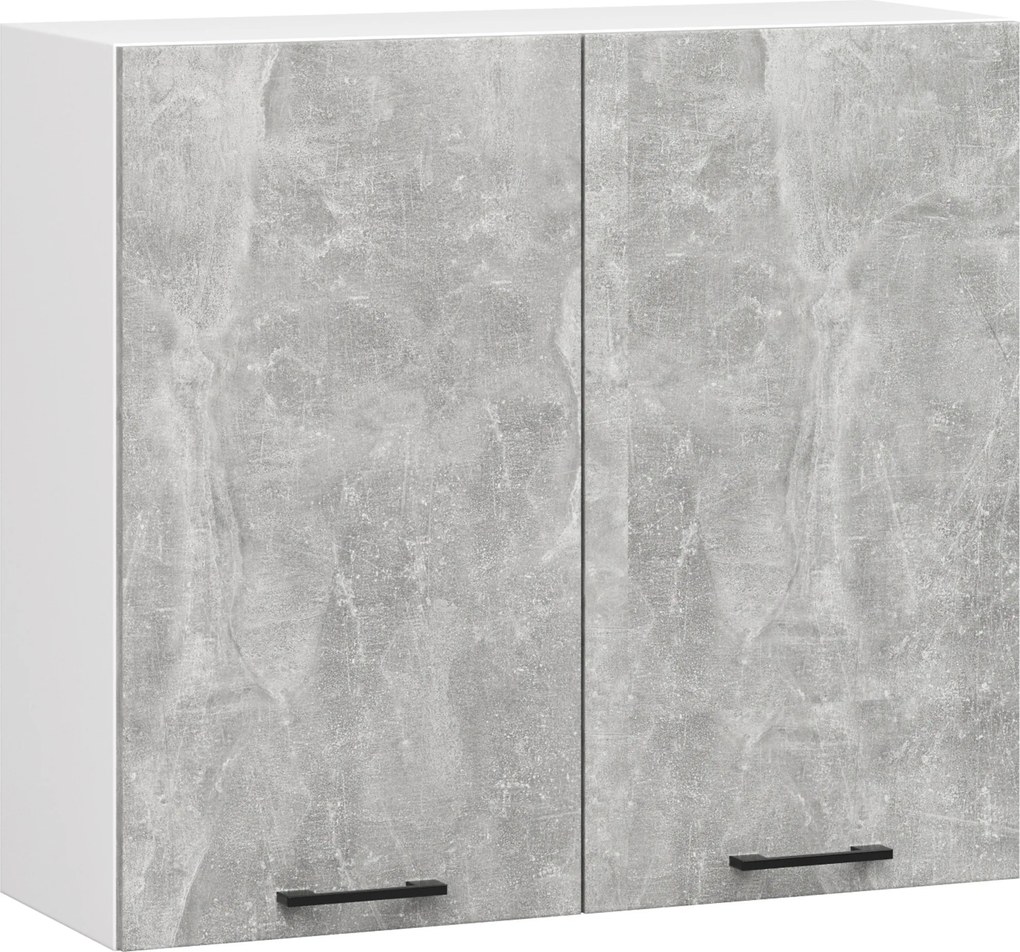 Závěsná kuchyňská skříňka Olivia W80 H720 bílá/beton