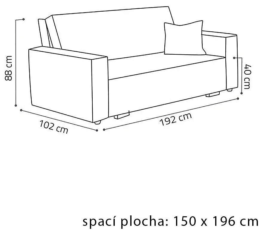 Pohovka VIVA IV VOX | 192 cm | rozkládací + úložný prostor | VÝBĚR TKANIN