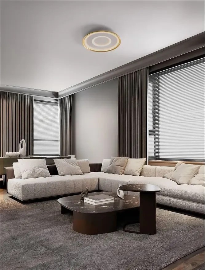 LED stmívatelné zlaté designové stropní svítidlo Figin s dálkovým ovládáním