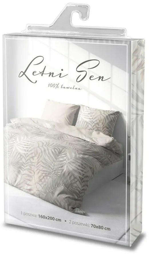 Bavlněné povlečení 160x200 béžové pudrové listy Summer Sleep 007 Faro