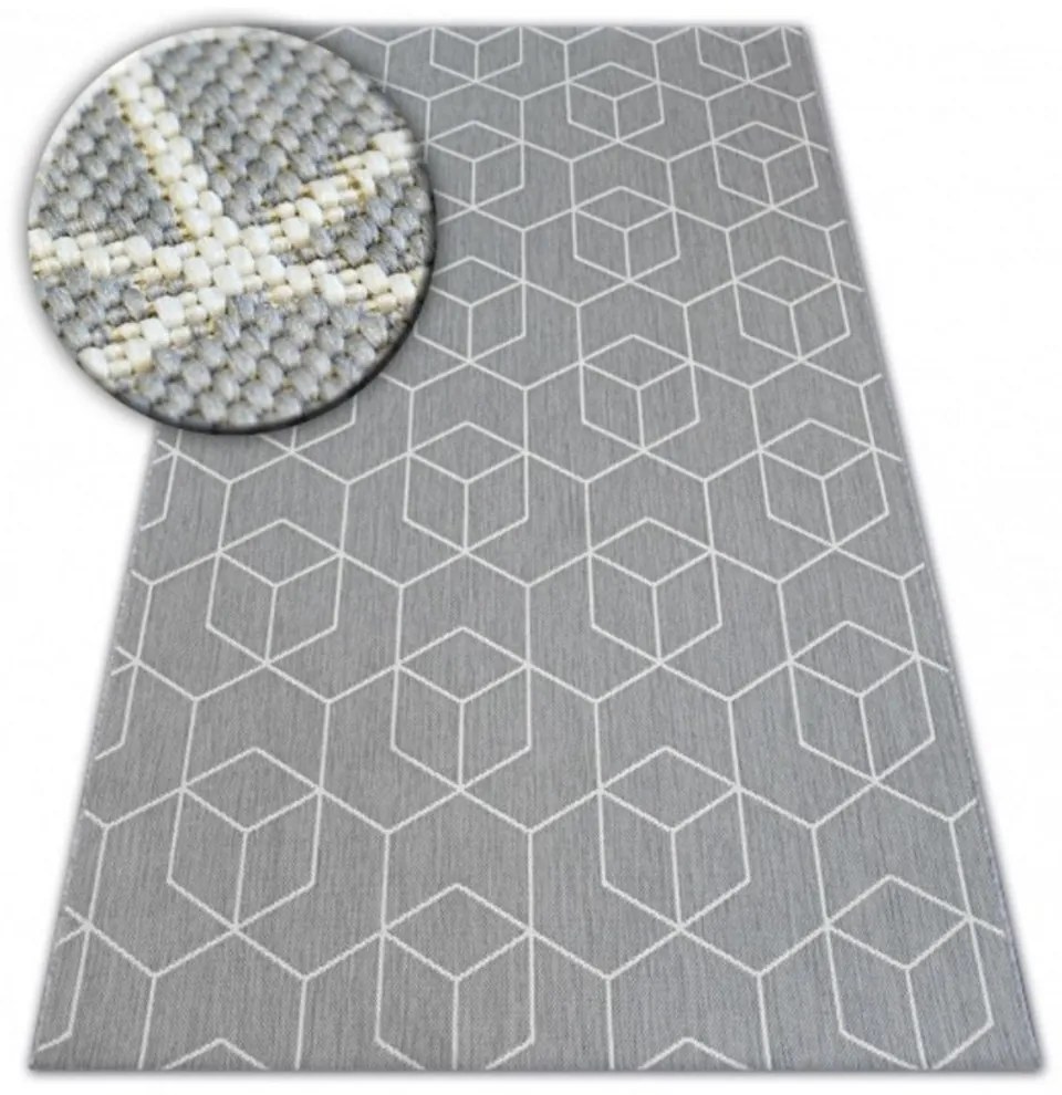 Kusový koberec Kostky 3D šedý 140x200cm