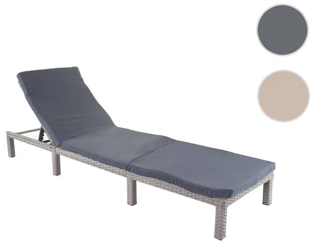 Zahradní lehátko HWC-A51 - polštáře tmavě šedé basic 5cm - šedá