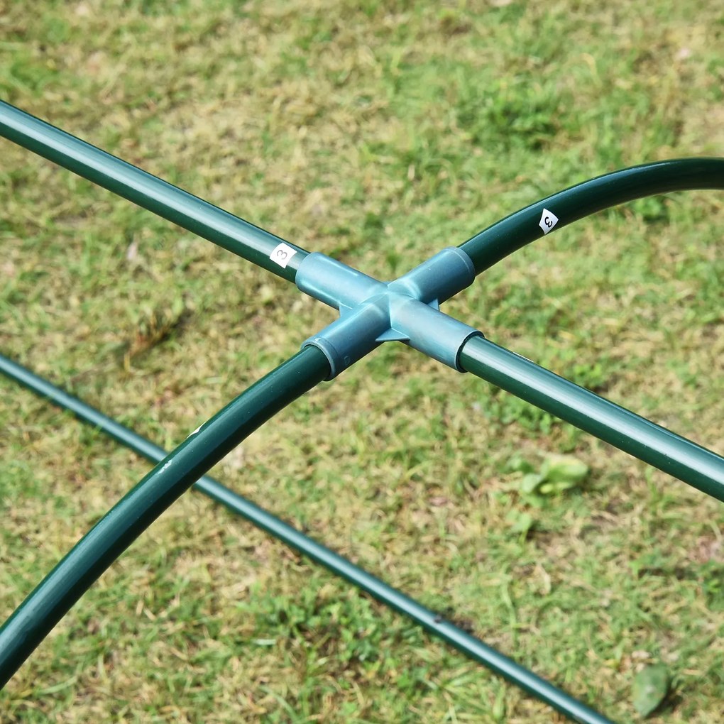 Fóliový skleník Outsunny Skleník s dveřmi 350 x 100 x 80 cm, průhledné PVC pro pěstování rostlin a chladicí rám, robustní ocelový rám, zelený | Aosom…