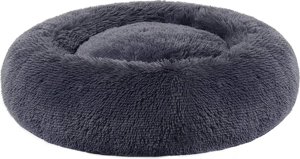Feandrea psí postel, kočičí postel, s měkkým plyšovým povrchem 60 cm, tmavě šedá