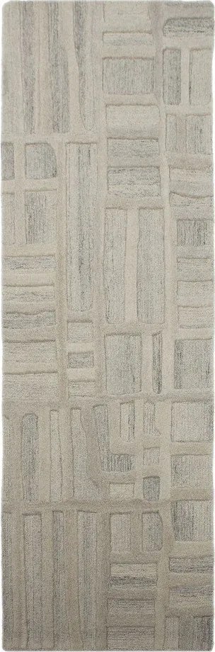Šedobéžový ručně tkaný vlněný běhoun 80x300 cm Elva – Flair Rugs
