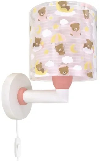Dalber 41579S - Dětská nástěnná lampa BABY TEDDY 1xE27/15W/230V růžová