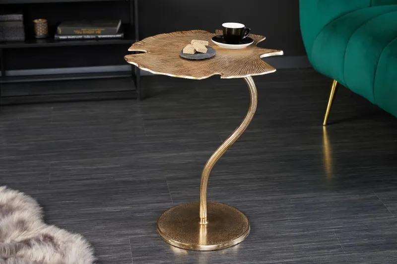 Noble Home Zlatý odkládací stolek Ginkgo 53 cm