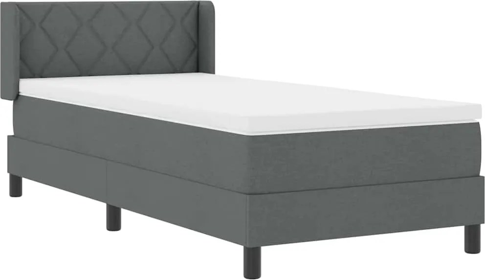 Postel s boxspringem s čelo Tmavě šedá 200 x 90 cm textil 3341147