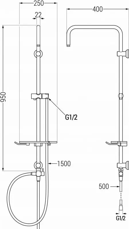 Mexen sprchový sloup T, bílá, 7939399-20