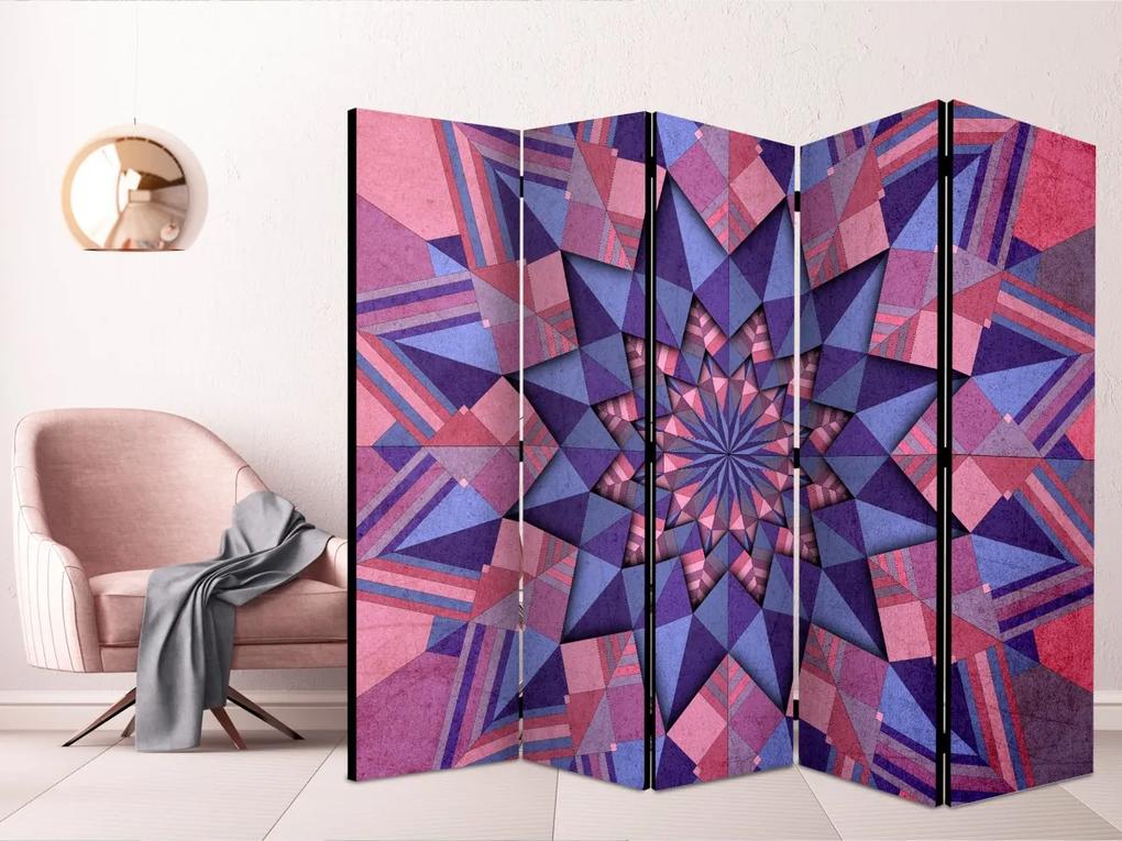 Paraván hvězdná mandala II - růžová fialová Velikost: 225x172 cm