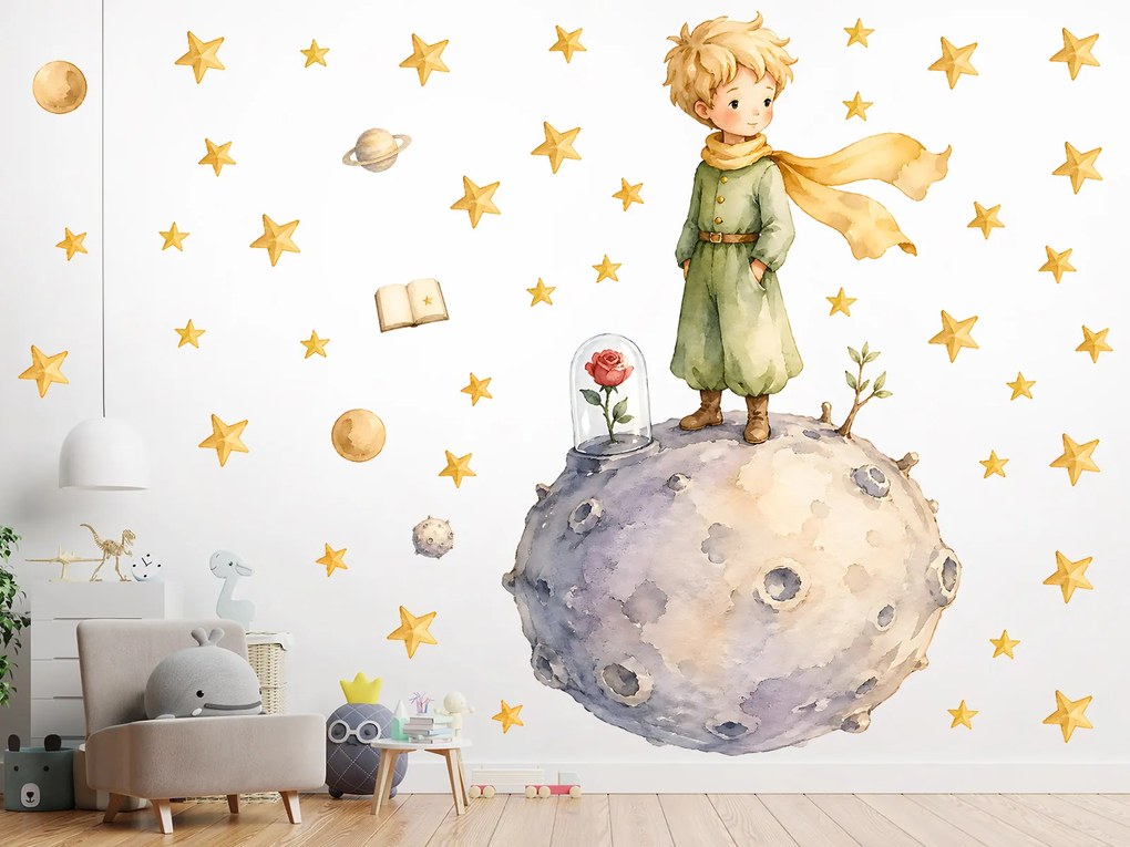 Malý Princ samolepky na zeď pro kluky arch 47 x 75 cm