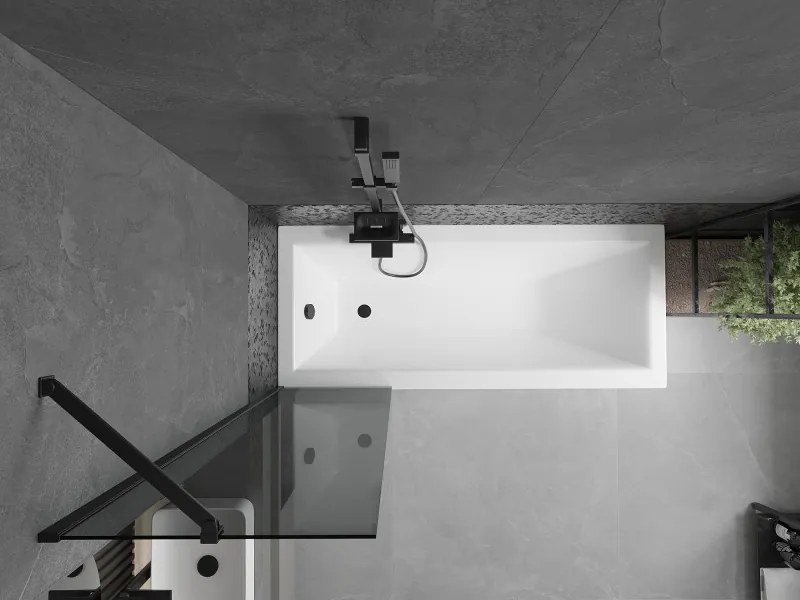 Mexen Next, vanová zástěna 1-křídlová 50 x 150 cm, fixní křídlo, 6 mm šedé sklo, černý profil, 895-050-000-00-40-70