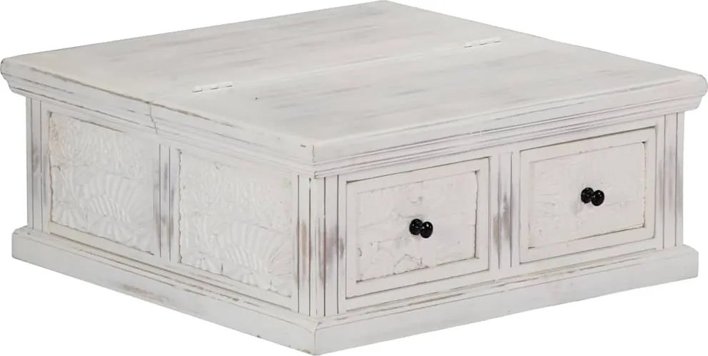 Konferenční stolek bílý 70x70x30 cm masivní mangovníkové dřevo 249872