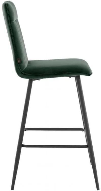Danish style Barová židle Zelta (SADA 2 ks), samet, tmavě zelená