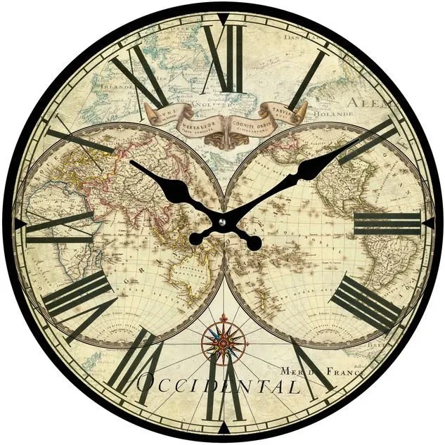 Postershop Nástěnné skleněné hodiny: Historická mapa (2) - 30 cm