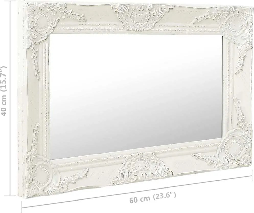 Nástěnné zrcadlo barokní styl 60 x 40 cm bílé 320328