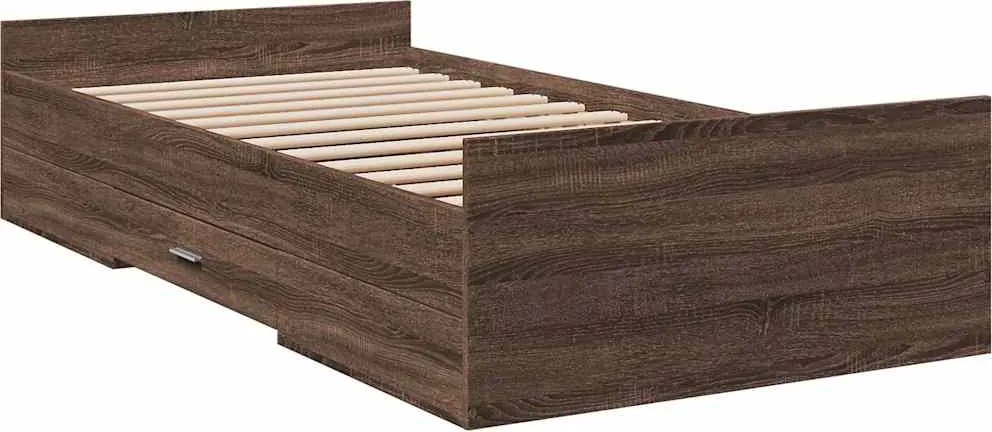 Rám postele se zásuvkami hnědý dub 75 x 190 cm kompozitní dřevo 3280355