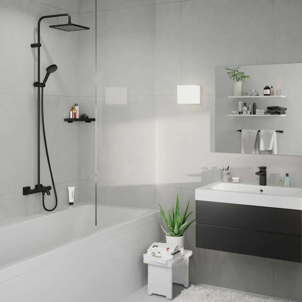 Hansgrohe Vernis Shape, Showerpipe 240 1jet s vanovým termostatem, černá matná, HAN-26900670