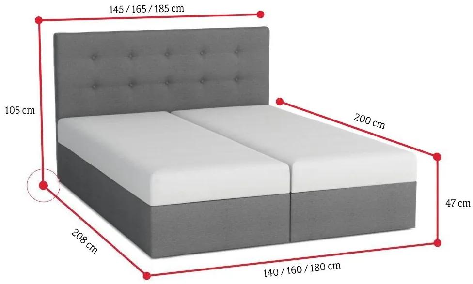 Čalouněná postel FADO 2 + rošt + matrace + topper, 160x200, Cosmic 800