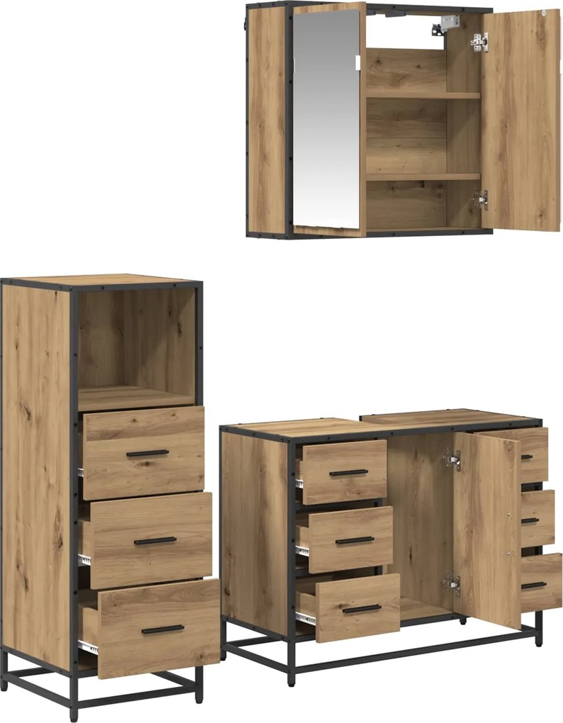 Sada koupelnového nábytku 3 ks Artisanový dub 80 x 33 x 60 cm 3402537
