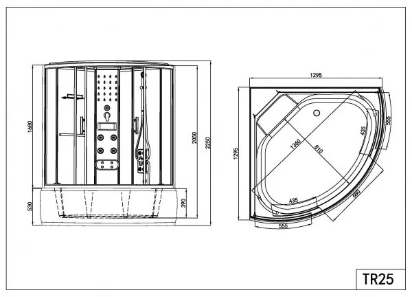 RAKOUSKÝ produkt - Sprchový box CUBA 130x130x228 (TR25)