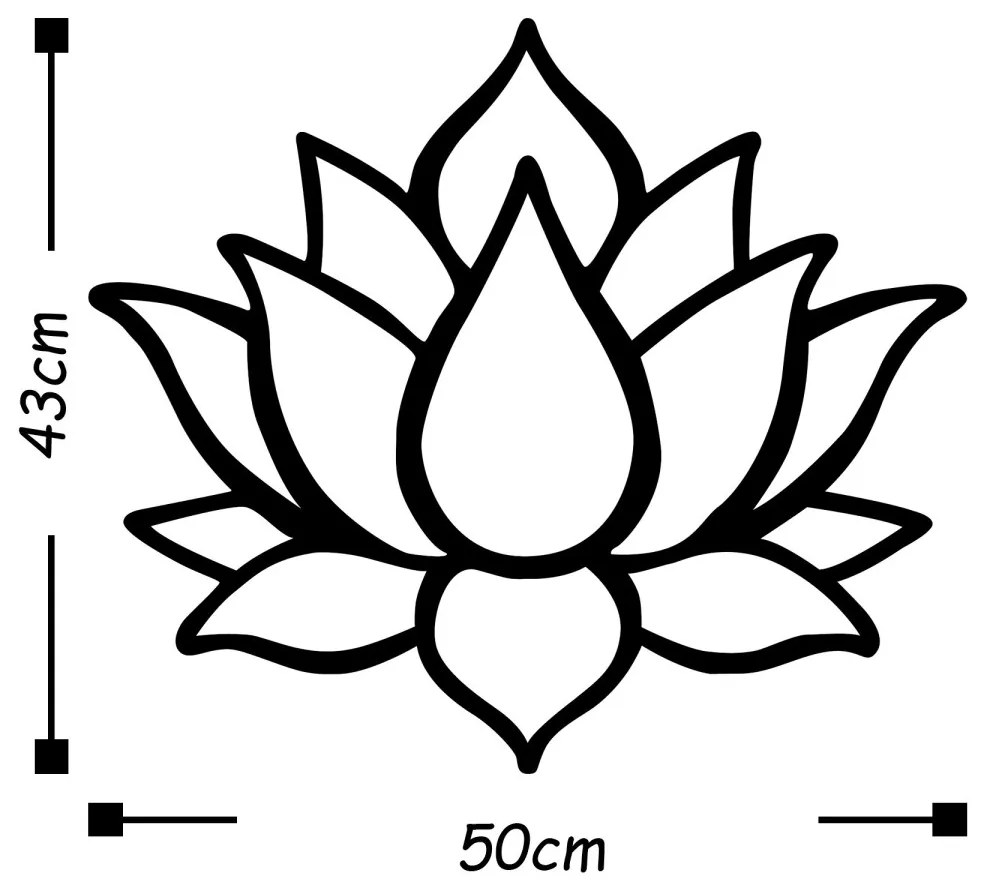 Nástěnná kovová dekorace LOTUS FLOWER černá