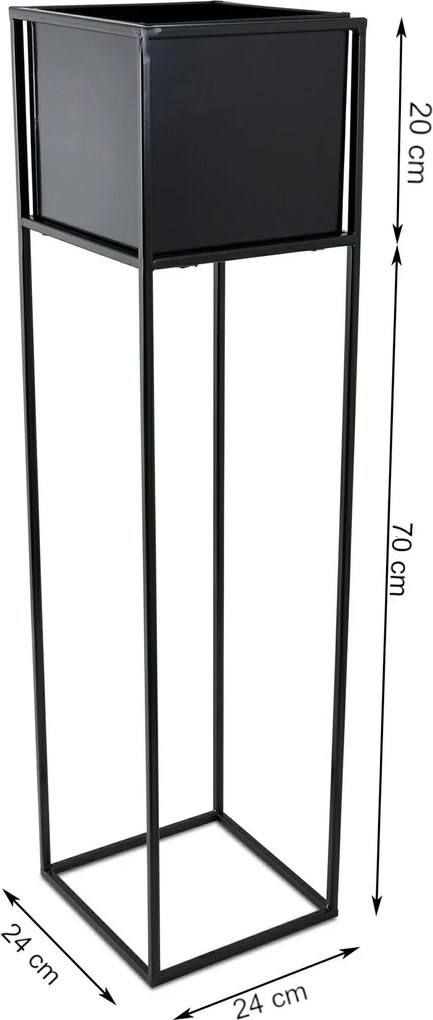 KOVOVÝ KVĚTINÁČ SE STOJÁNEM PLAIN 90X24 CM ČERNÁ