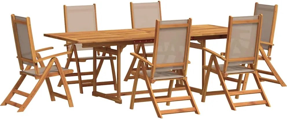 7dílný zahradní jídelní set masivní akáciové dřevo a textilen 3279320