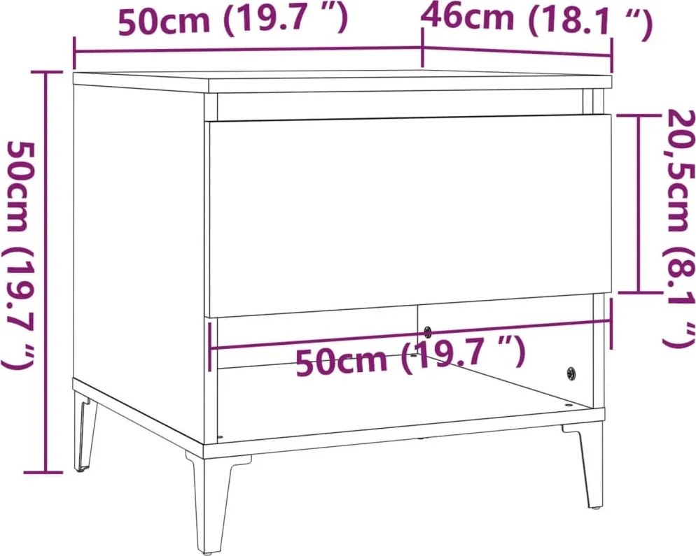 vidaXL Odkládací stolek 50 x 46 x 50 cm kompozitní dřevo [819550] Barva: šedá sonoma