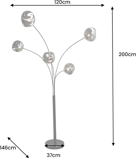 Designová stojanová lampa Hanzila 200 cm šedá
