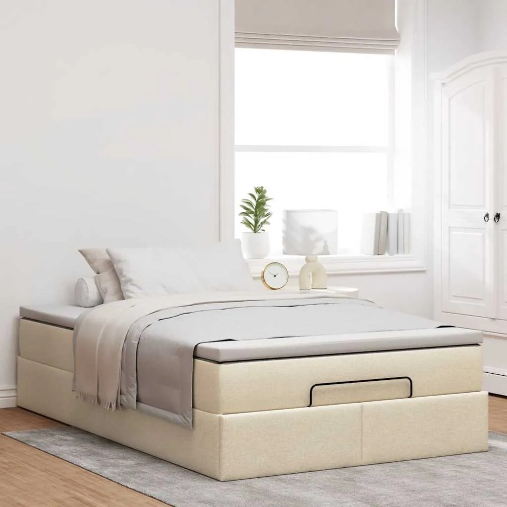 Osmanský rám postele s matrací krémově 120x200cm textil 3311104