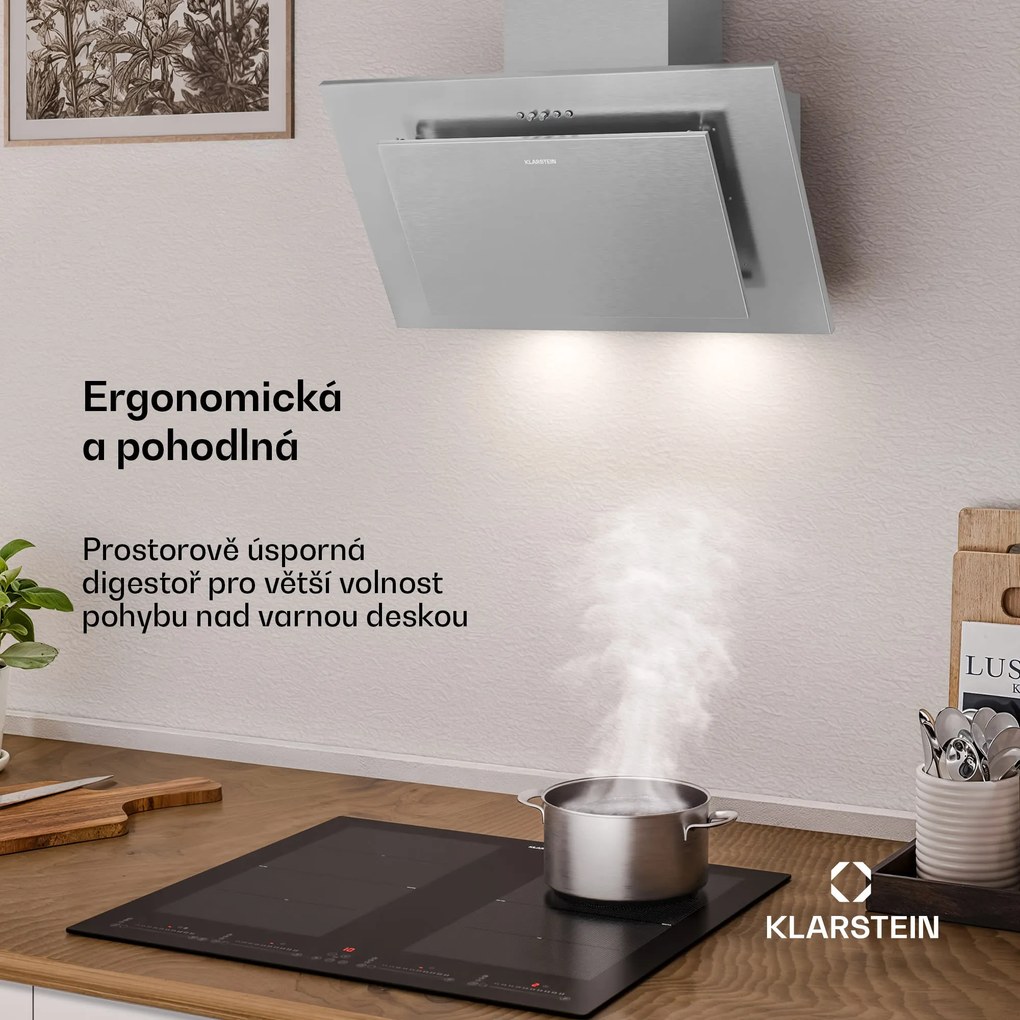 Klarstein Athena komínová digestoř | odtah i recirkulace | 254 m³/h | 56 W | 60 cm