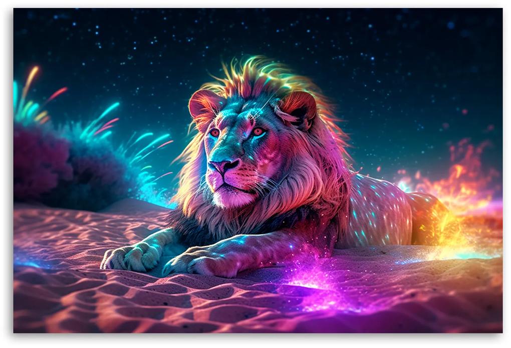 Gario Obraz na plátně Noční obloha a lev Rozměry: 60 x 40 cm