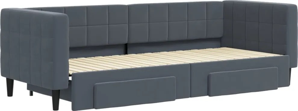 Válenda s přistýlkou a zásuvkami tmavě šedá 80 x 200 cm samet 3196733
